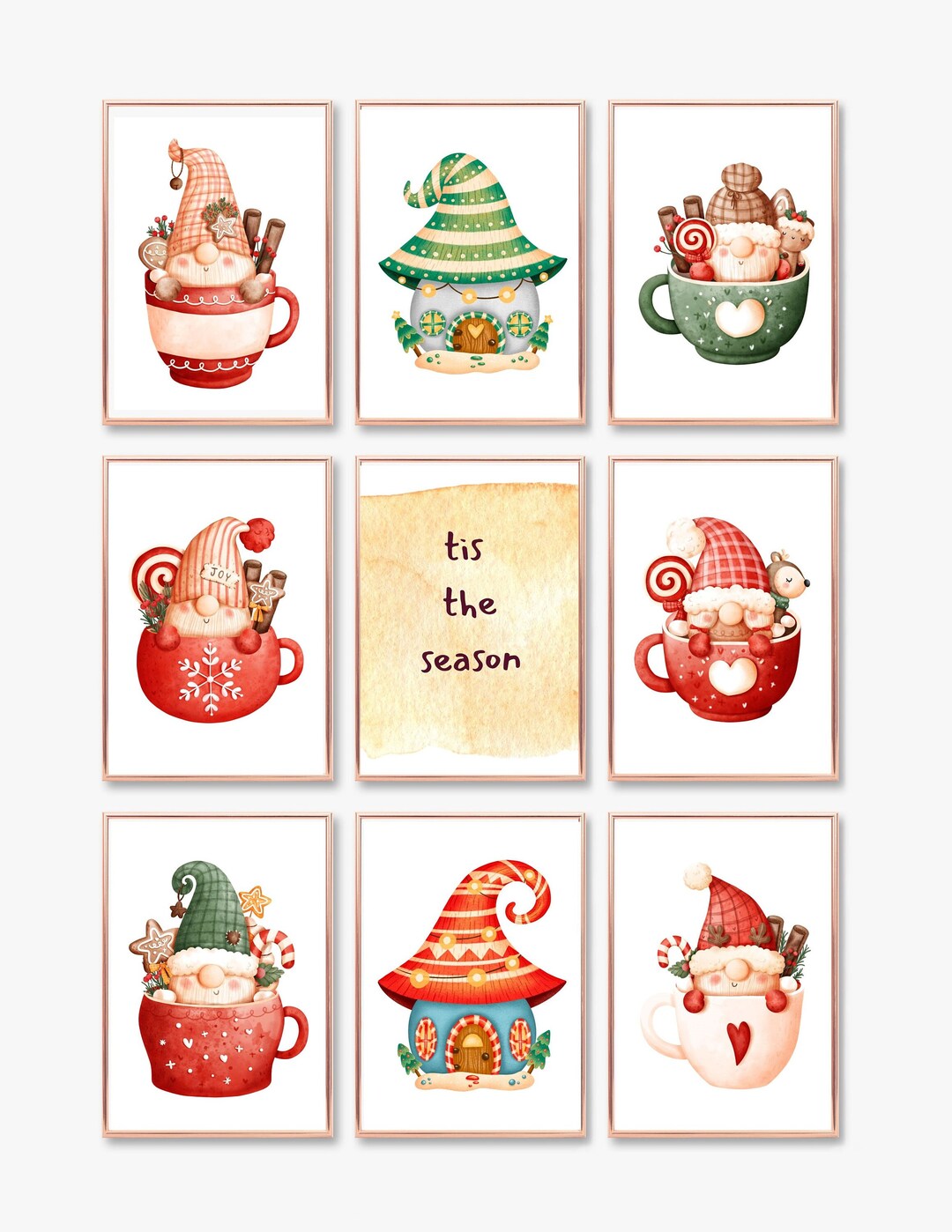 Christmas Gallery Set of 9 Gnomes Wall Decor, Gnomes Christmas ...
