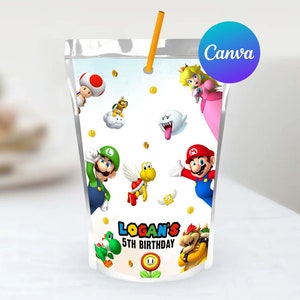Super Mario Birthday Capri Sun Labels Boy Mario Bros Birthday Party ...
