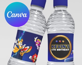 Sonic the Hedgehog Birthday Bottle Labels Boy Super Sonic Party ...