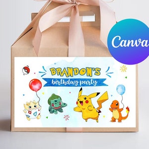 Pikachu Birthday Gable Box Labels Boy Pokemon Game Party Decoration ...