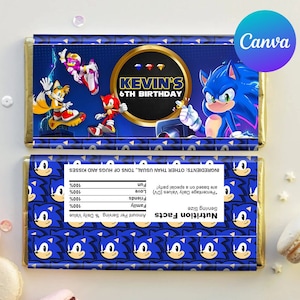 Sonic the Hedgehog Birthday Chocolate Wrapper Boy Super Sonic Party ...