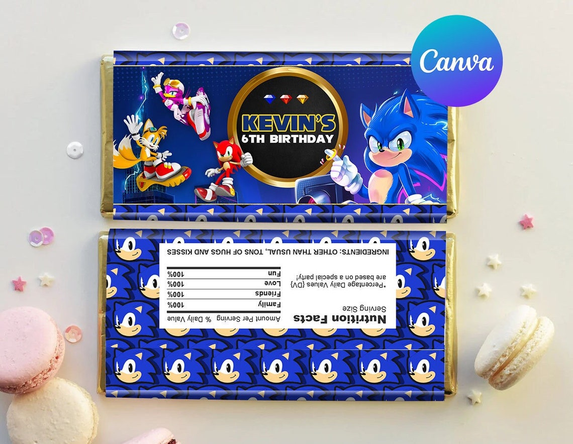 Sonic the Hedgehog Birthday Chocolate Wrapper Boy Super Sonic Party ...