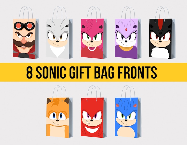 Sonic the Hedgehog Favor Bags Birthday Gift Bags for Kids Goodie Bag ...