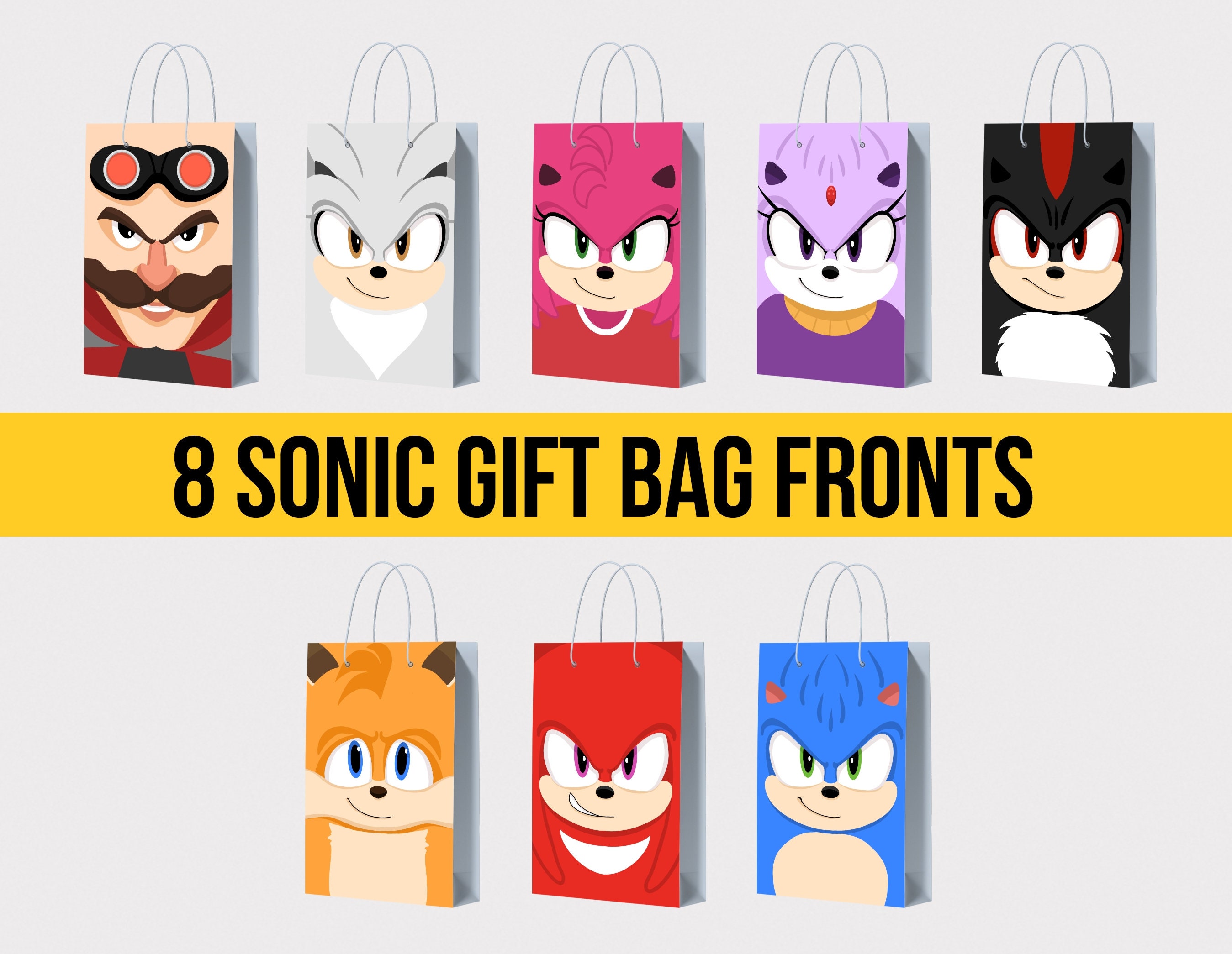 Sonic the Hedgehog Favor Bags Birthday Gift Bags for Kids Goodie Bag ...