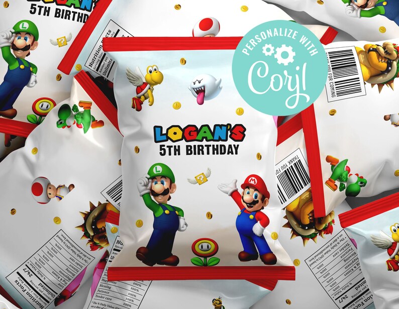 Super Mario Birthday Chip Bag Labels Boy Mario Bros Birthday - Etsy Canada