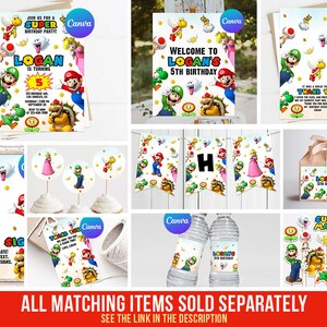 Super Mario Birthday Custom Sign Boy Mario Bros Party Decoration Super ...