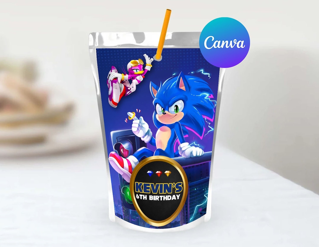 Sonic the Hedgehog Birthday Capri Sun Labels Boy Super Sonic Party ...
