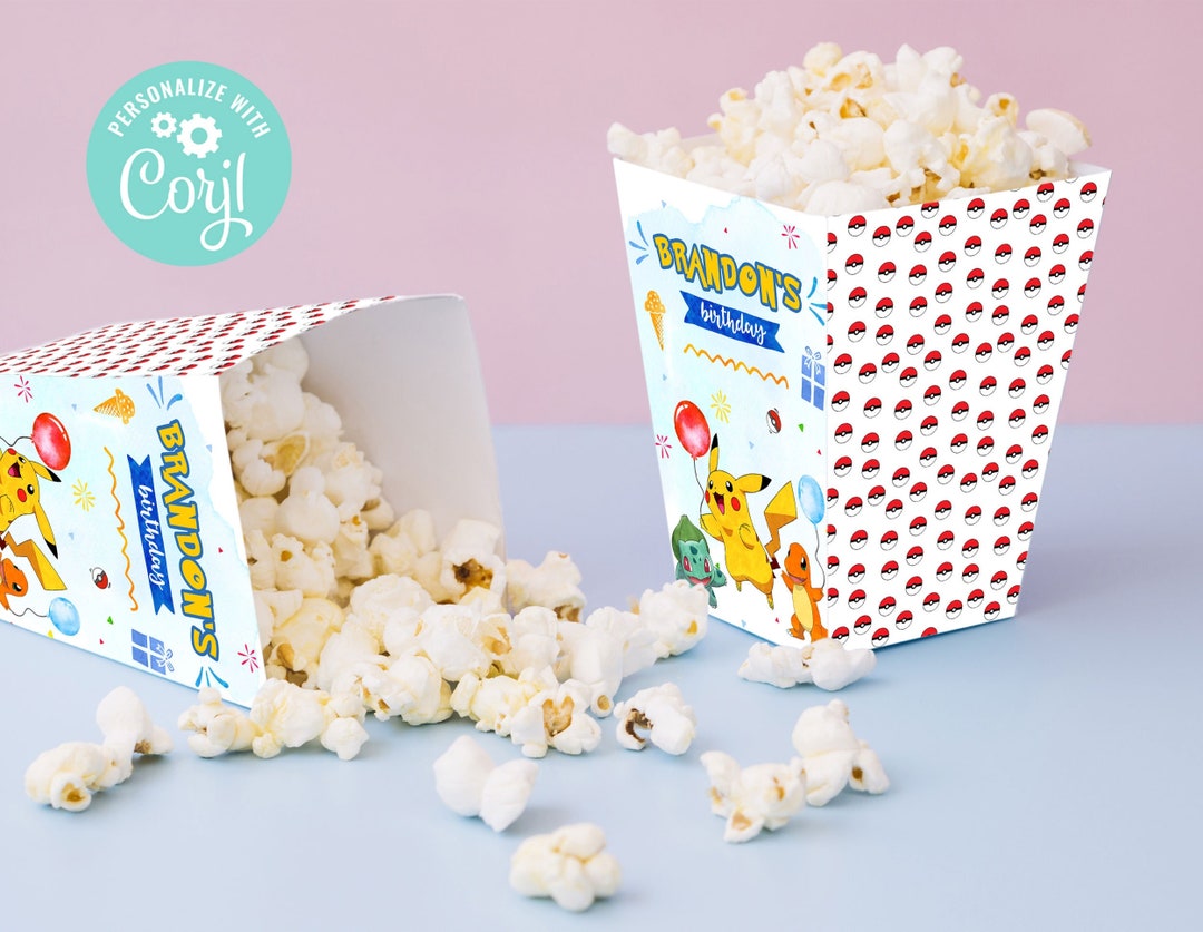 Pikachu Birthday Popcorn Bag Boy Pokemon Game Popcorn Box - Etsy UK