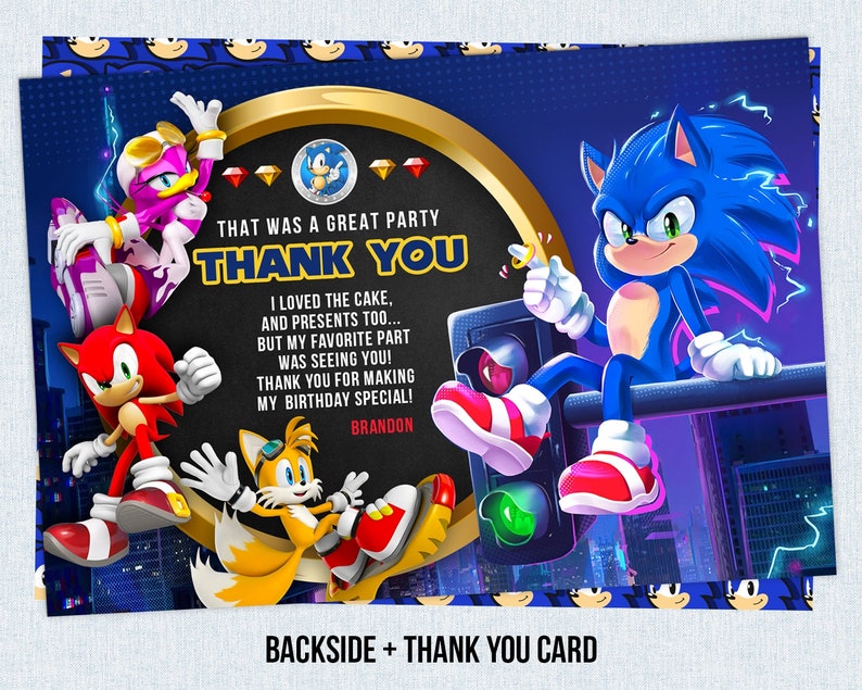 Sonic the Hedgehog Birthday Boy Super Sonic Invitation Photo - Etsy
