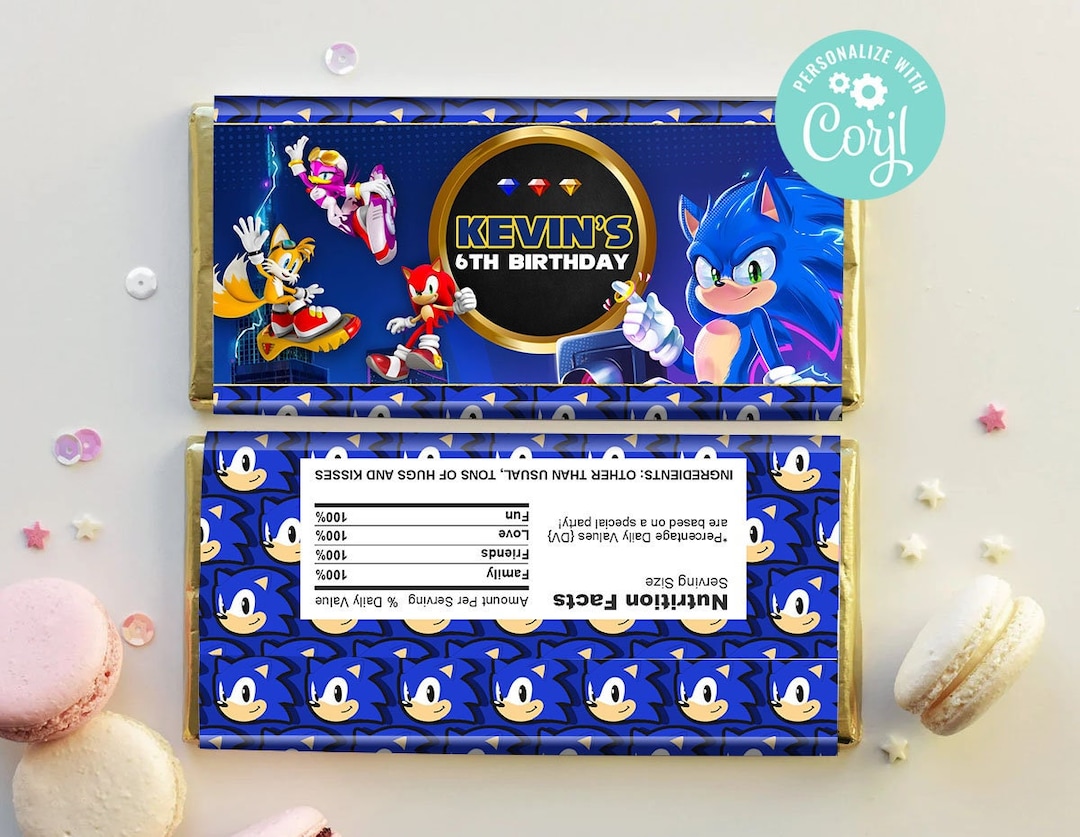 Sonic the Hedgehog Birthday Chocolate Wrapper Boy Super Sonic Party ...
