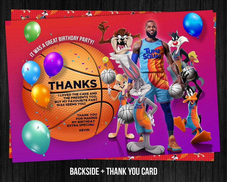 Jam Thank You Card Birthday Boy Space Basketball Party - Etsy