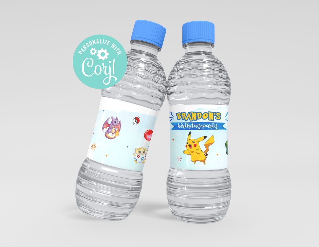 Pikachu Birthday Bottle Labels Boy Pokemon Game Party - Etsy