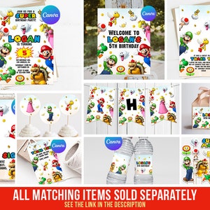 Super Mario Birthday Favor Tag Boy Mario Bros Birthday Party Decoration ...