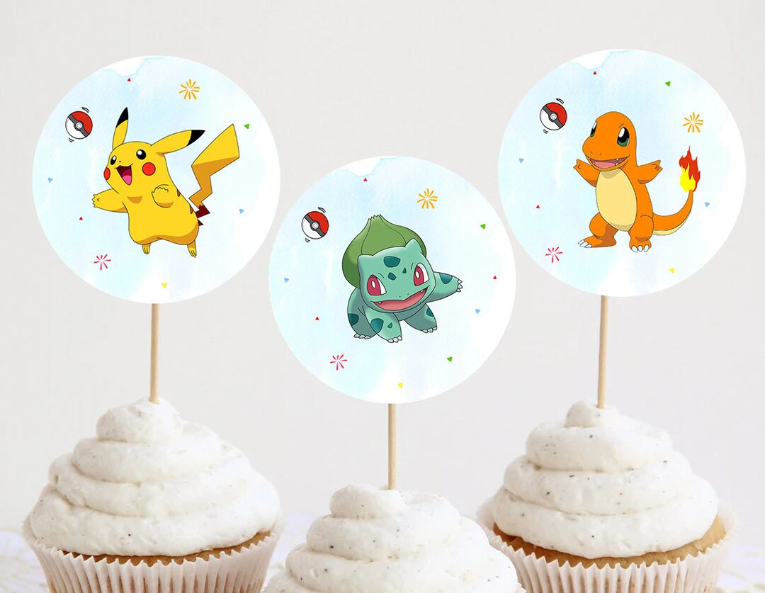 Pikachu Birthday Cupcake Toppers Decoration Boy Pokemon Game Party ...