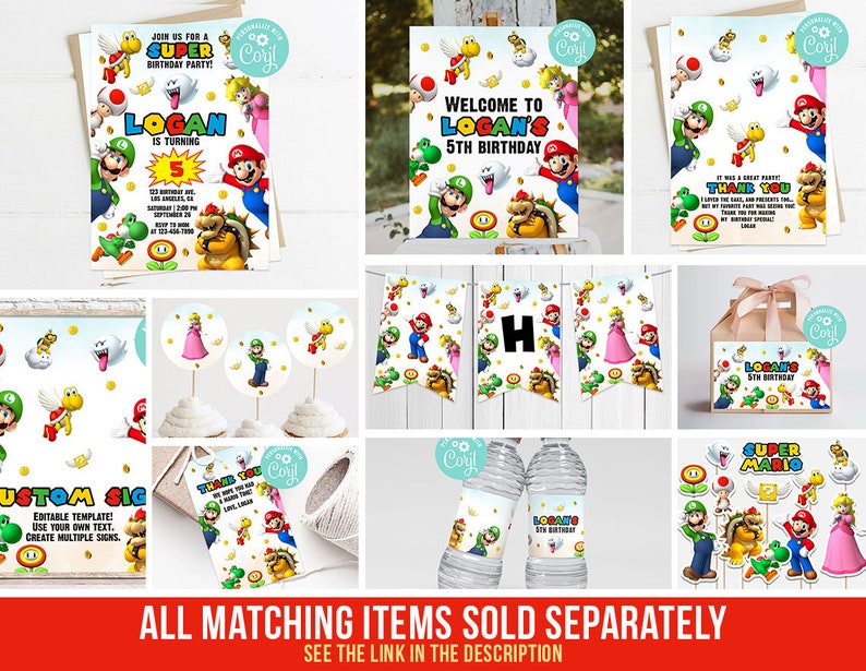 Super Mario Birthday Photo Booth Decor Boy Mario Bros Birthday - Etsy