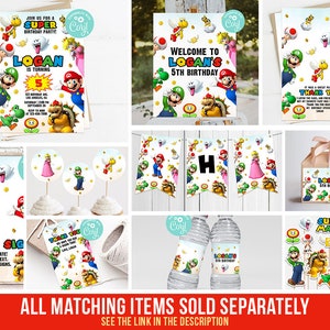 Super Mario Birthday Favor Tag Boy Mario Bros Birthday Party Decoration ...