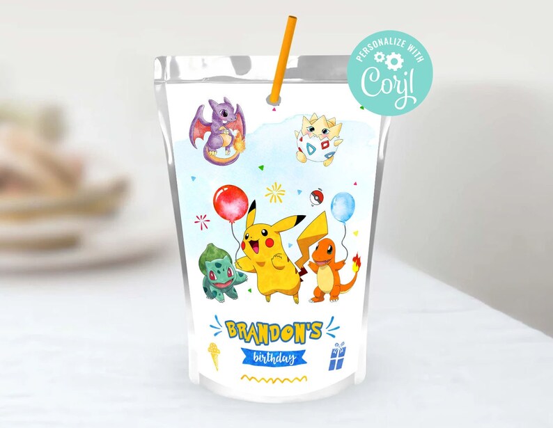 Pikachu Birthday Capri Sun Labels Boy Pokemon Game Party - Etsy