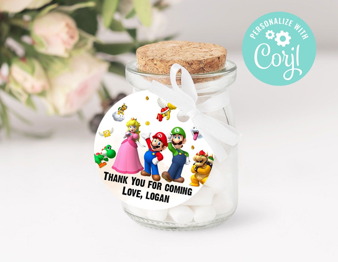 Super Mario Birthday Favor Tag Boy Mario Bros Birthday Party Decoration ...