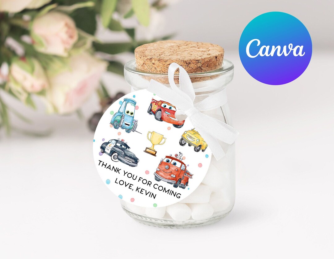 Cars Birthday Favor Tag Boy Lighting Mcqueen Race Car Party Thank You ...