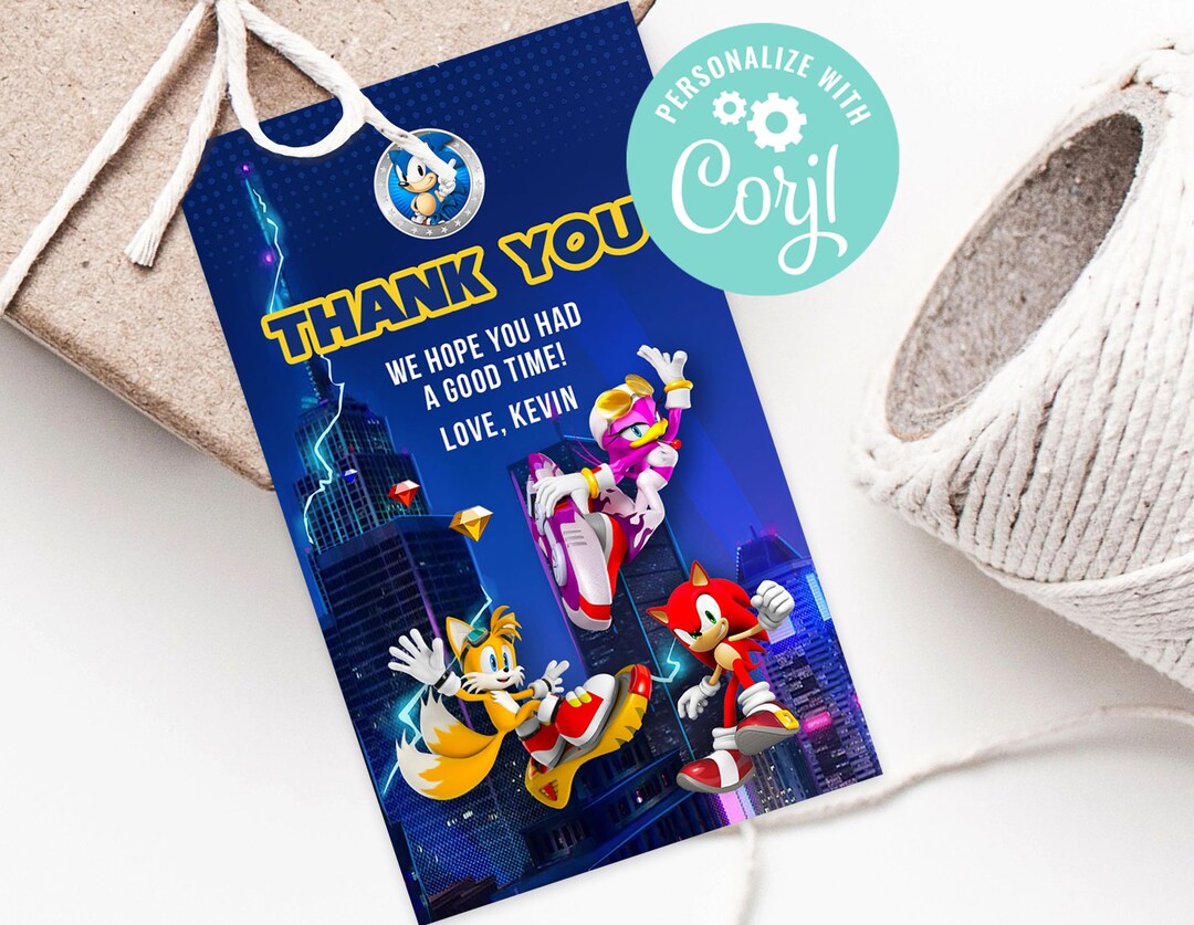 Sonic the Hedgehog Birthday Thank You Tags Boy Super Sonic - Etsy