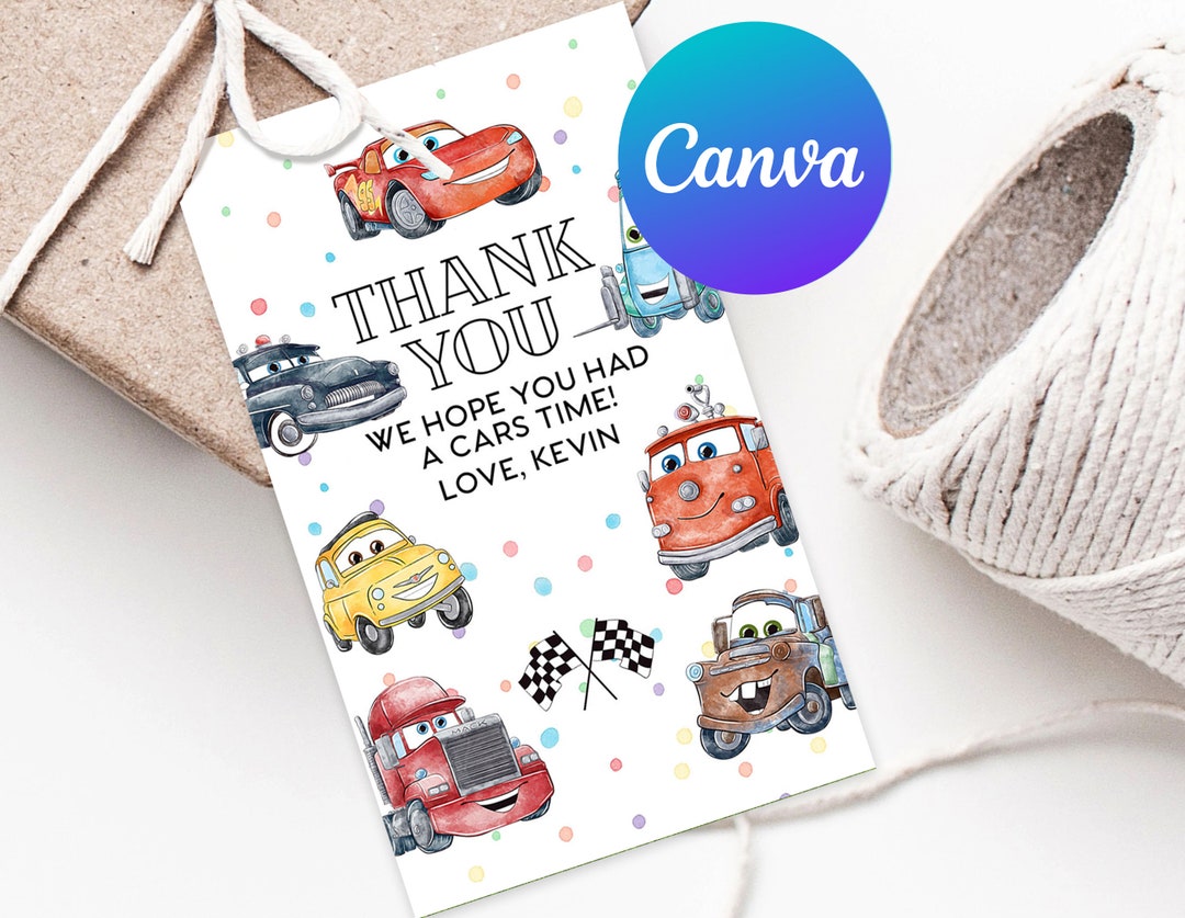 Cars Birthday Thank You Tags Boy Lighting Mcqueen Race Car Party ...