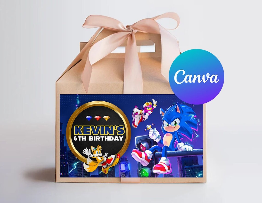 Sonic the Hedgehog Birthday Gable Box Labels Boy Super Sonic Party ...
