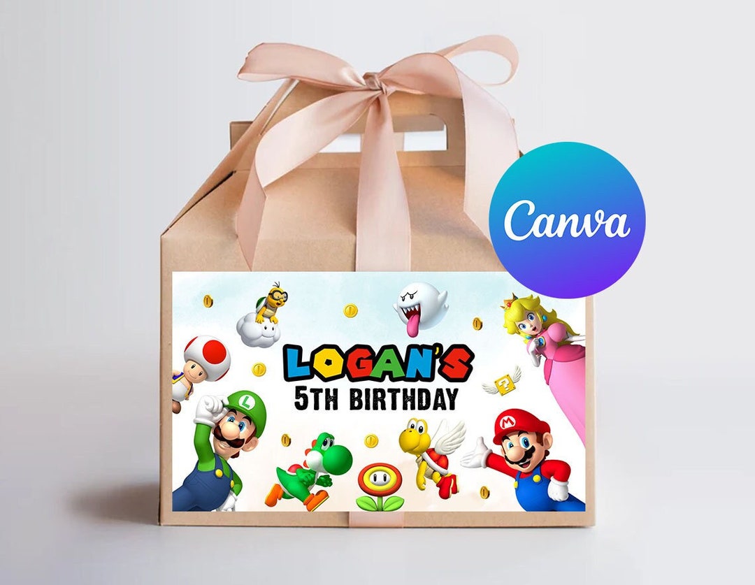 Super Mario Birthday Gable Box Labels Boy Mario Bros Birthday Party ...