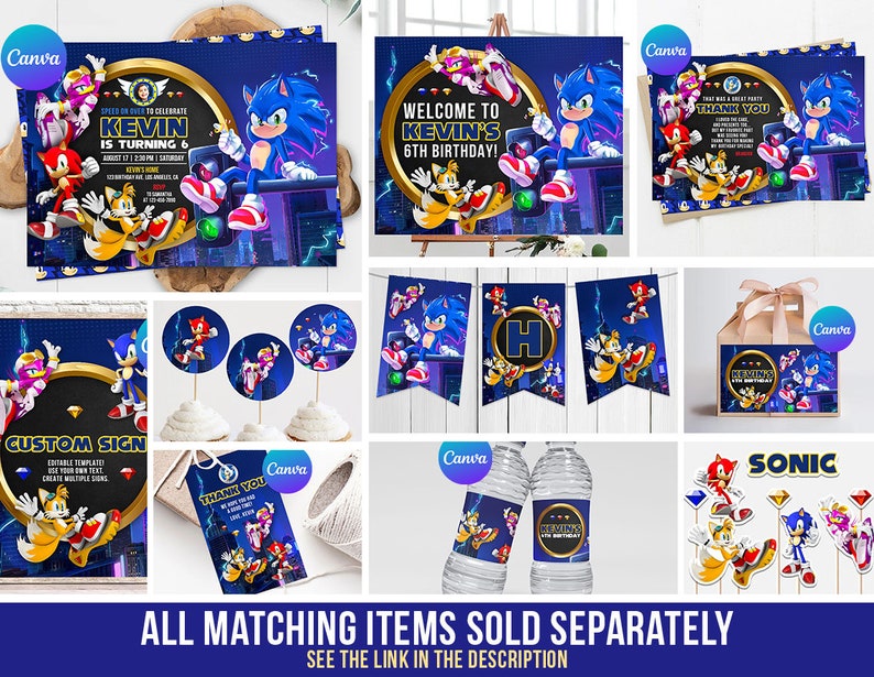 Sonic the Hedgehog Birthday Thank You Tags Boy Super Sonic Party ...