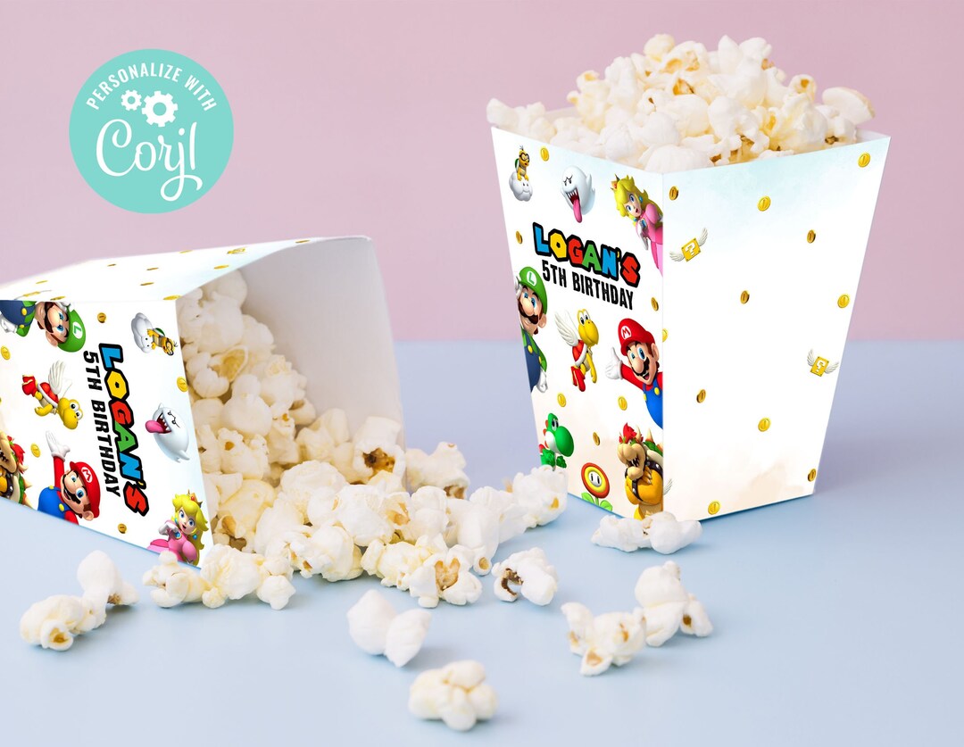Super Mario Birthday Popcorn Bag Boy Mario Bros Birthday Party ...