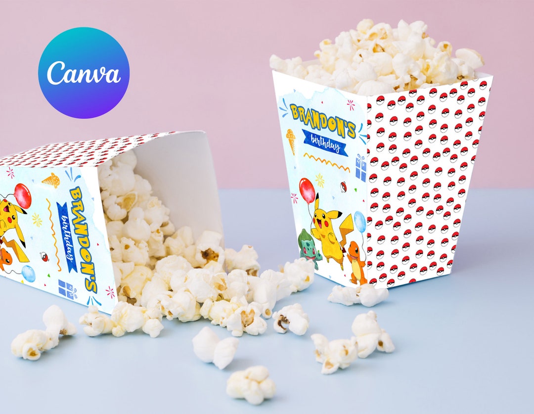 Pikachu Birthday Popcorn Bag Boy Pokemon Game Popcorn Box Gaming Party ...