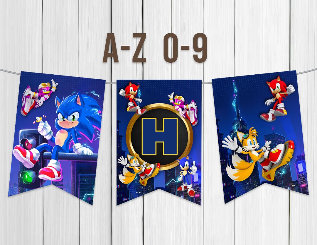 Printable Banner Letters A to Z Birthday Party Decoration Boy Sonic the ...