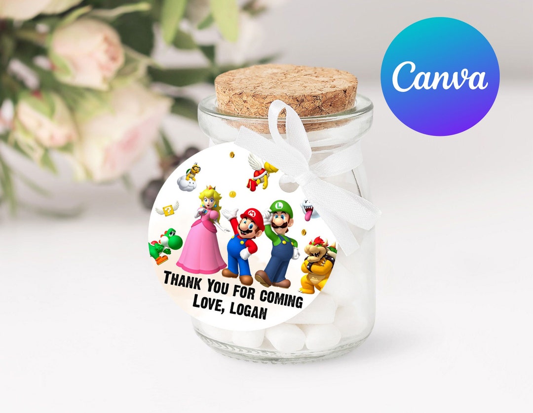Super Mario Birthday Favor Tag Boy Mario Bros Birthday Party Decoration ...