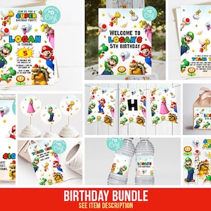 Super Mario Birthday Party Decorations Bundle Boy Mario Bros Birthday ...