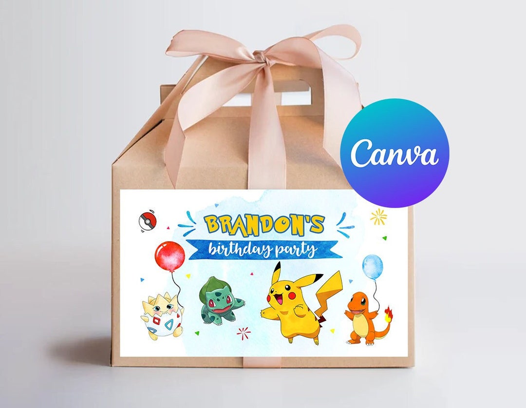 Pikachu Birthday Gable Box Labels Boy Pokemon Game Party Decoration ...