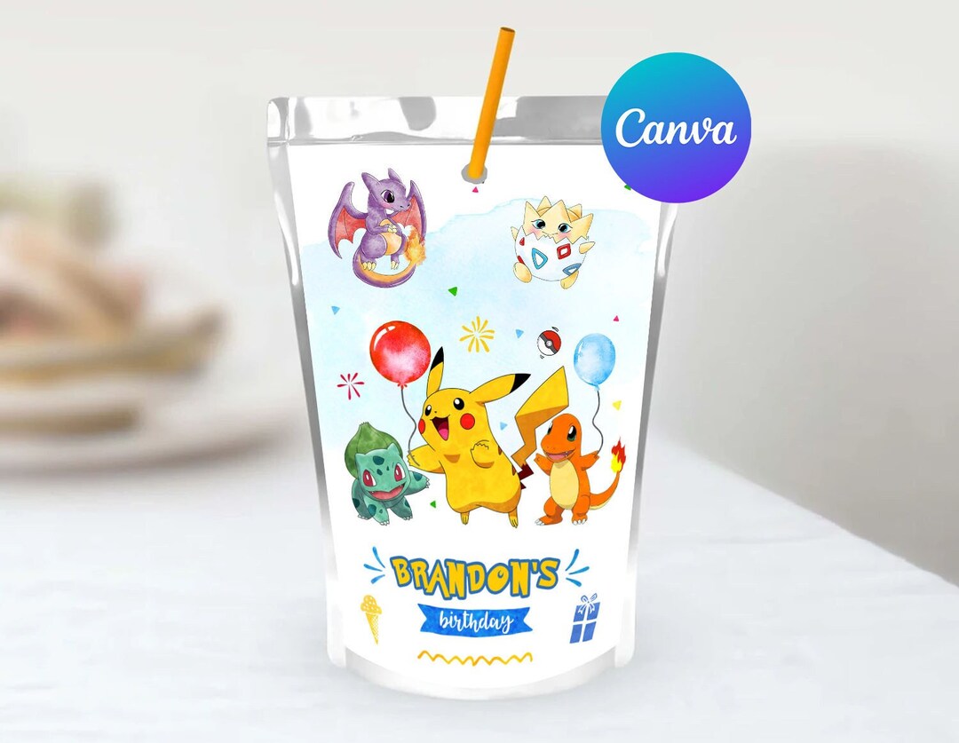 Pikachu Birthday Capri Sun Labels Boy Pokemon Game Party Decoration ...