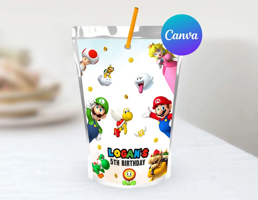 Super Mario Birthday Capri Sun Labels Boy Mario Bros Birthday Party ...