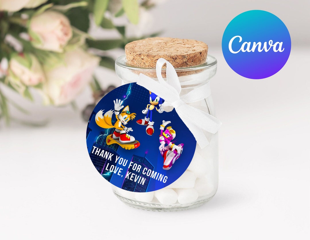 Sonic the Hedgehog Birthday Favor Tag Boy Super Sonic Party Thank You ...