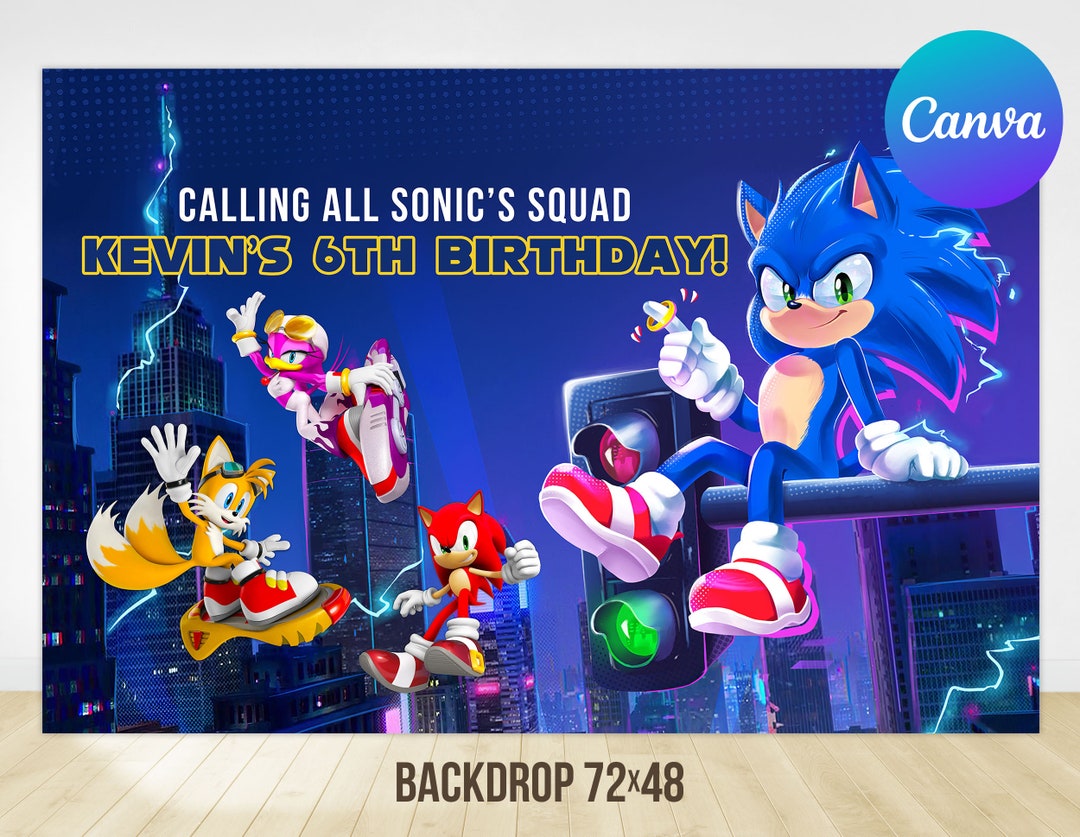 Sonic the Hedgehog Birthday Backdrop Boy Super Sonic Party Decoration ...