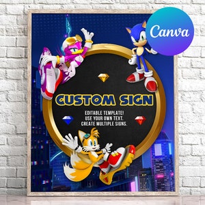 Sonic the Hedgehog Birthday Custom Sign Boy Super Sonic Party ...