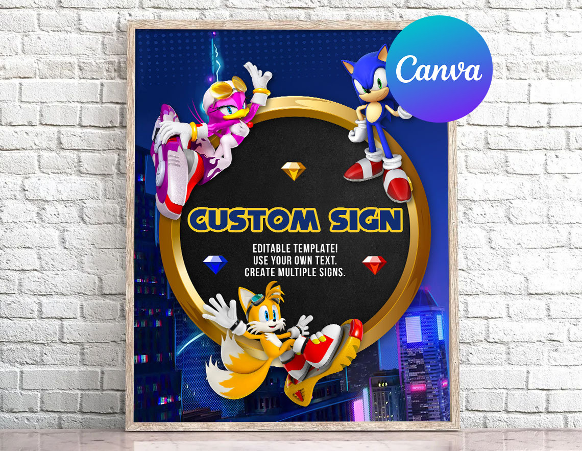 Sonic the Hedgehog Birthday Custom Sign Boy Super Sonic Party ...