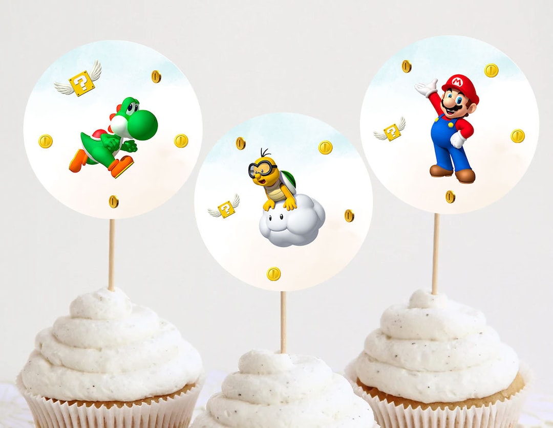 Super Mario Birthday Cupcake Toppers Decoration Boy Mario Bros Birthday ...