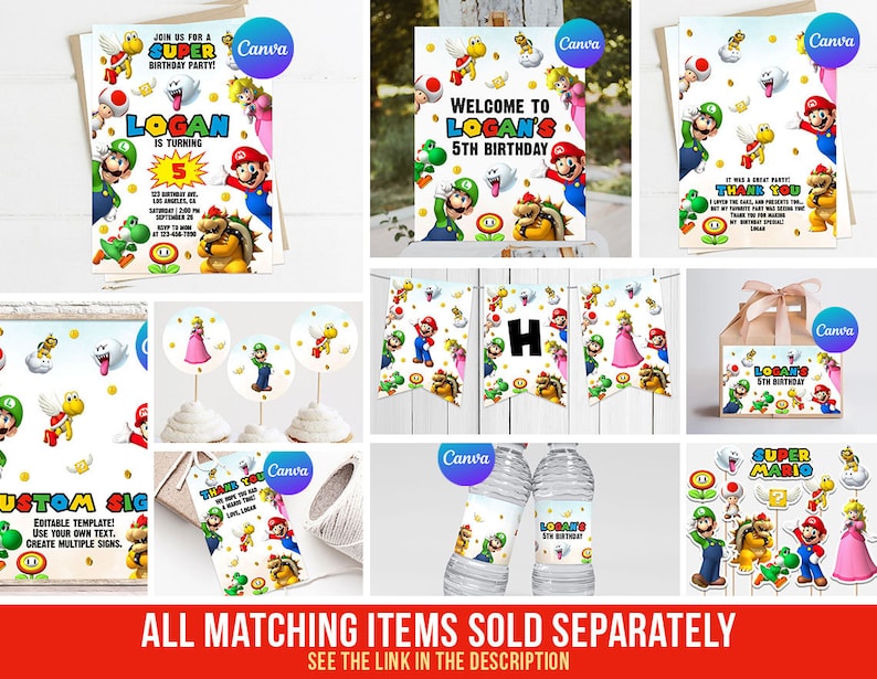 Super Mario Birthday Bottle Labels Boy Mario Bros Birthday Party ...