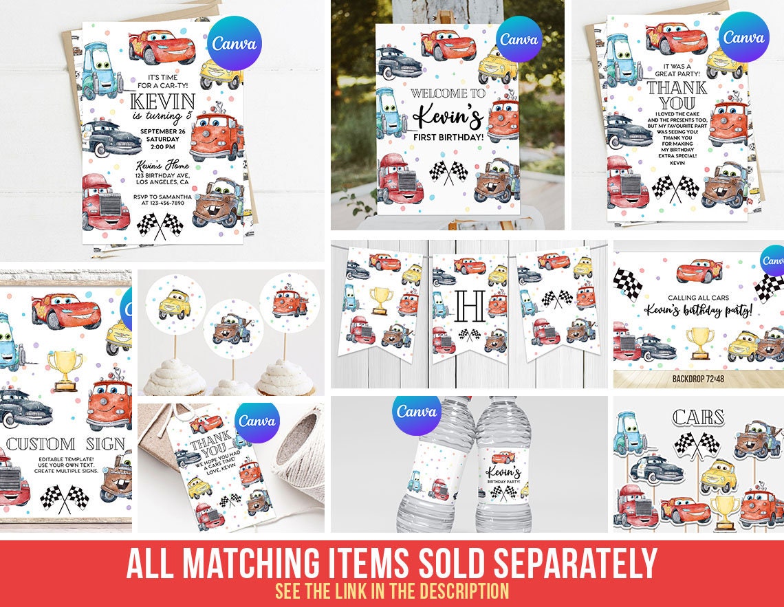 Cars Birthday Thank You Tags Boy Lighting Mcqueen Race Car Party ...