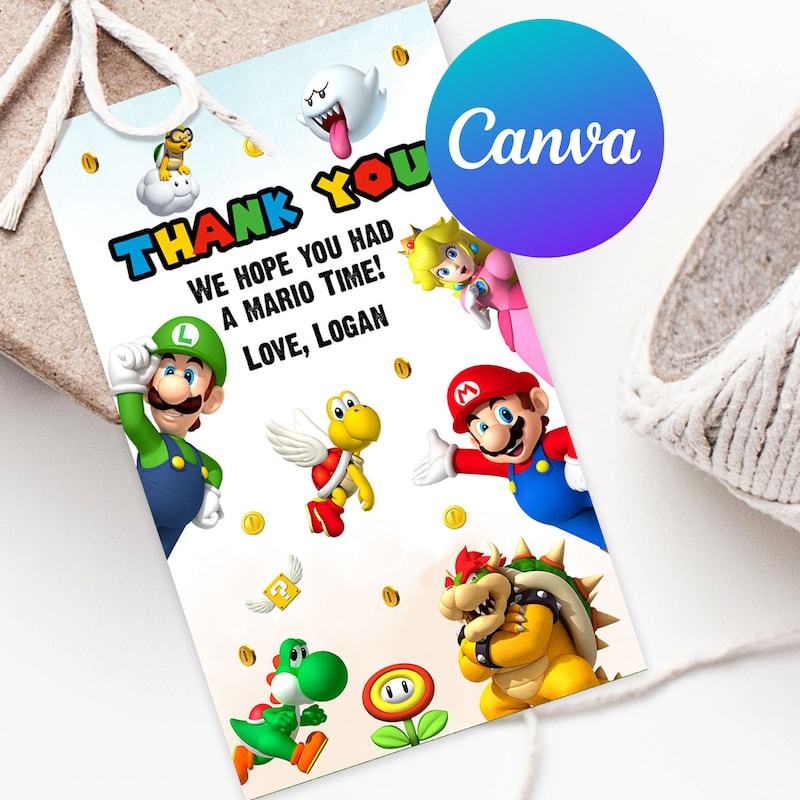 Super Mario Birthday Thank You - Etsy