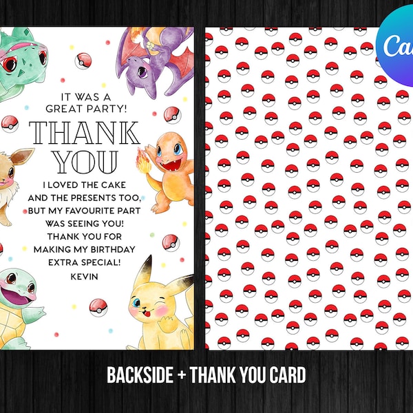 Pokemon thank you card - Etsy