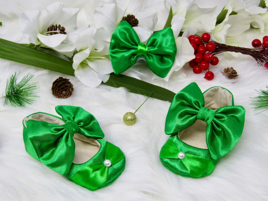 Personalized Baby Girl Satin Shoes & Headband Set: Christening, Flower ...