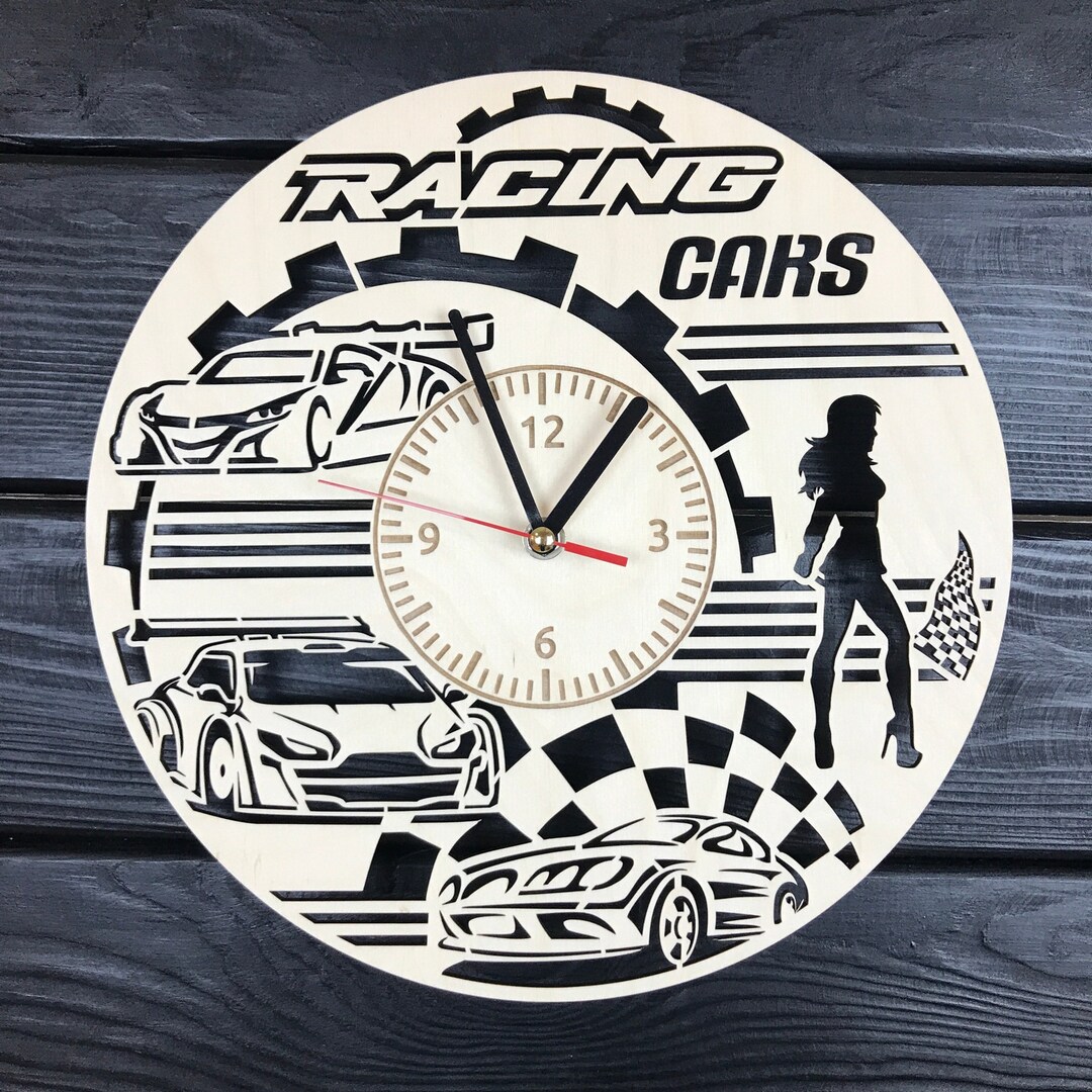 Racing Cars Wall Clock Gift for Men Women 5th Anniversary Gift ...