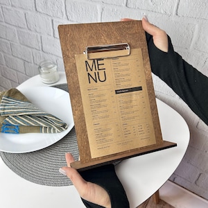 Table Stand Menu Holder, Wooden Menu Stand, Cafe Display Clipboard ...