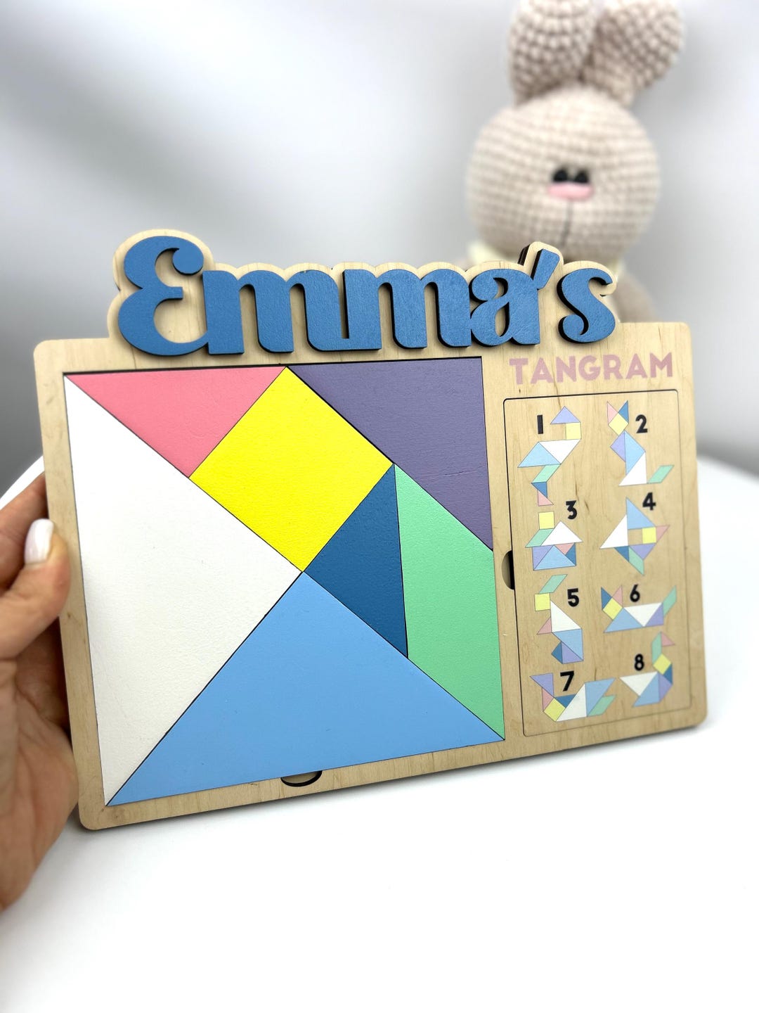 Wooden Tangram Puzzle for Toddlers, Baby Board Game, Personalized ...