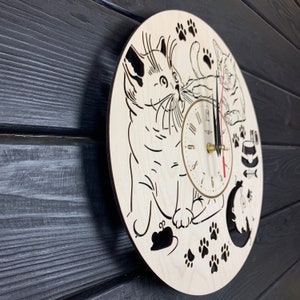 Сat Wall Clock, Cat Wall Art, Nursery Clock, Kids Clock, Cat Lovers ...